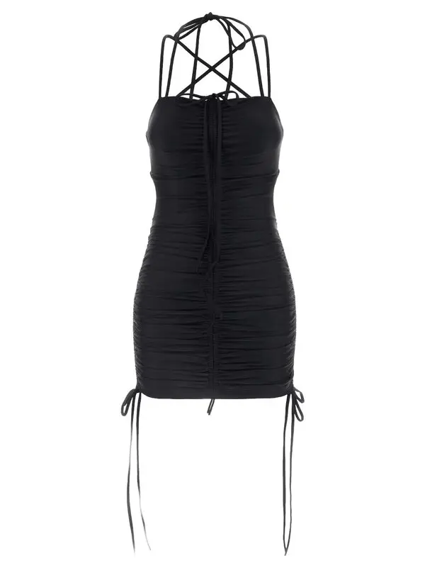 Balenciaga Stretch Nylon Mini Dress With Integrated Gloves - Black