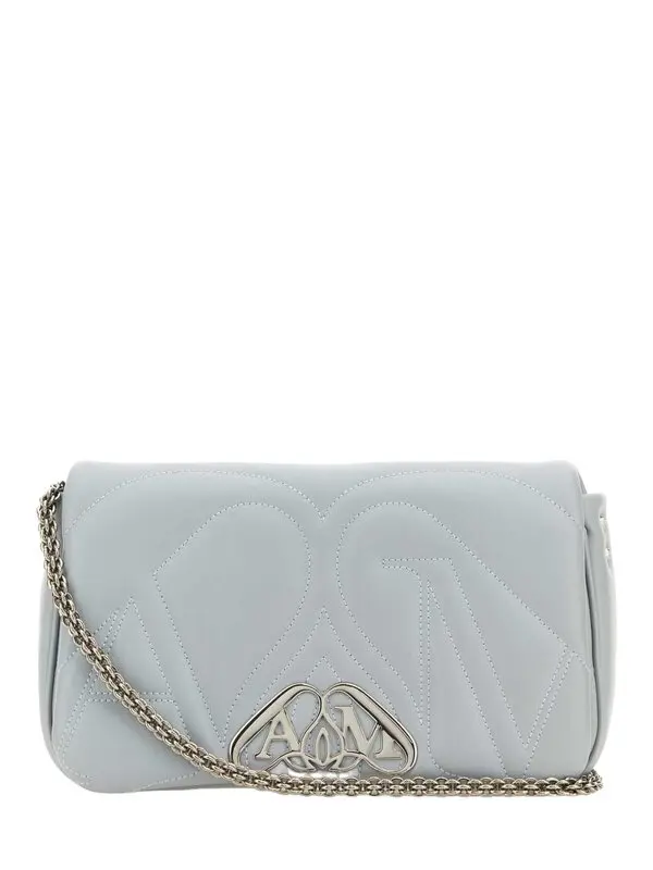 Alexander McQueen Small Seal Shoulder Handbag With Crossbody Strap - Light Blue