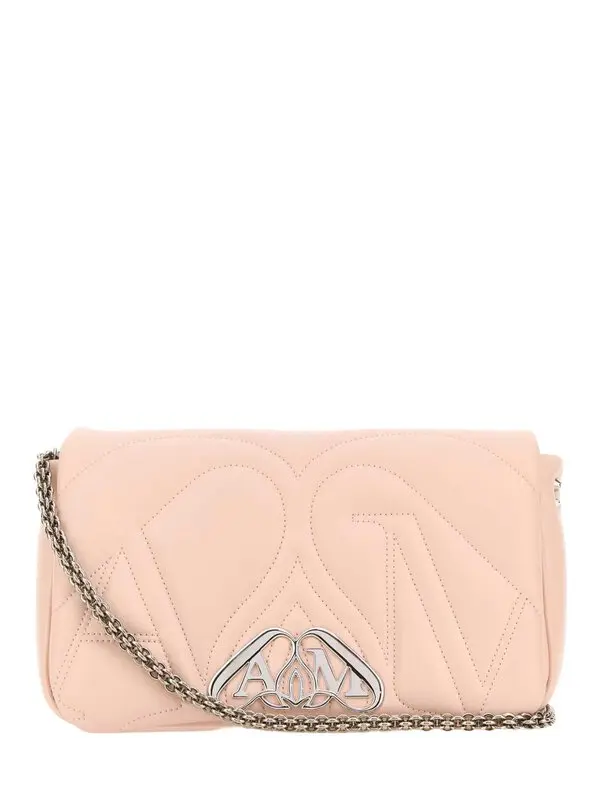 Alexander McQueen Small Seal Shoulder Handbag In Bovine Leather - Pink