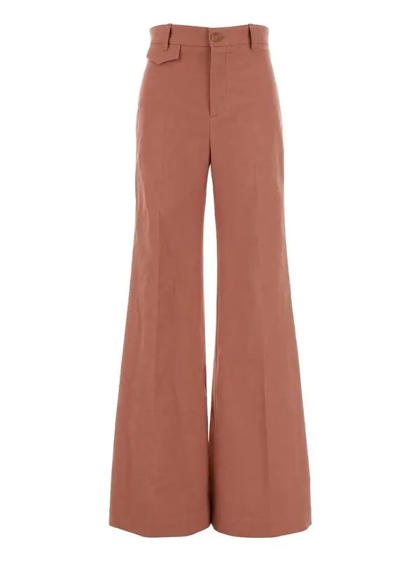 Chloé Cotton Flared-leg Trousers - Pink