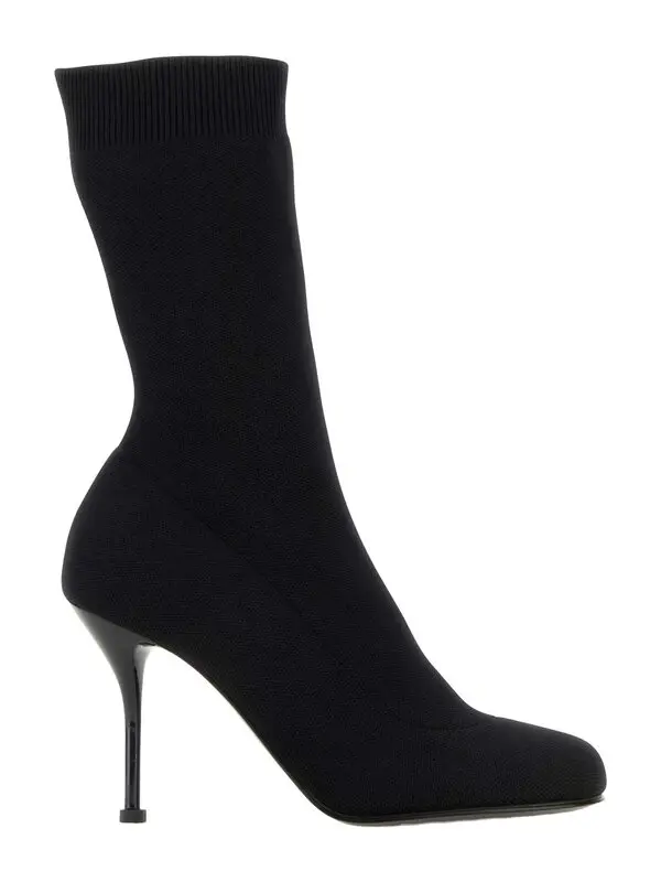 Alexander McQueen Nylon Stretch Ankle Boots With 9 Cm Heel - Black