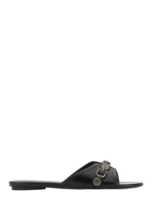 Balenciaga Leather Slippers - Black