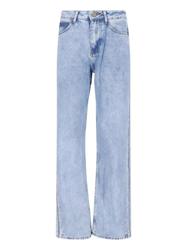 Adidas High-rise Wide-leg Jeans - Light Blue