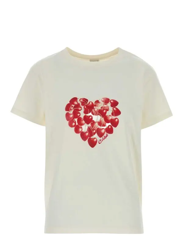 Chloé Cotton T-shirt With Cherry Heart Graphic - White