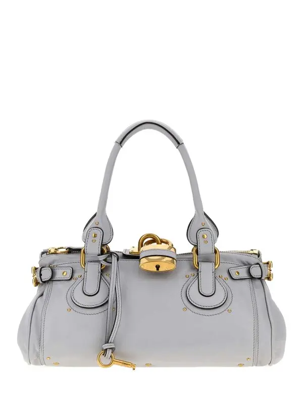 Chloé Paddington Shoulder Handbag In Leather - Light Blue