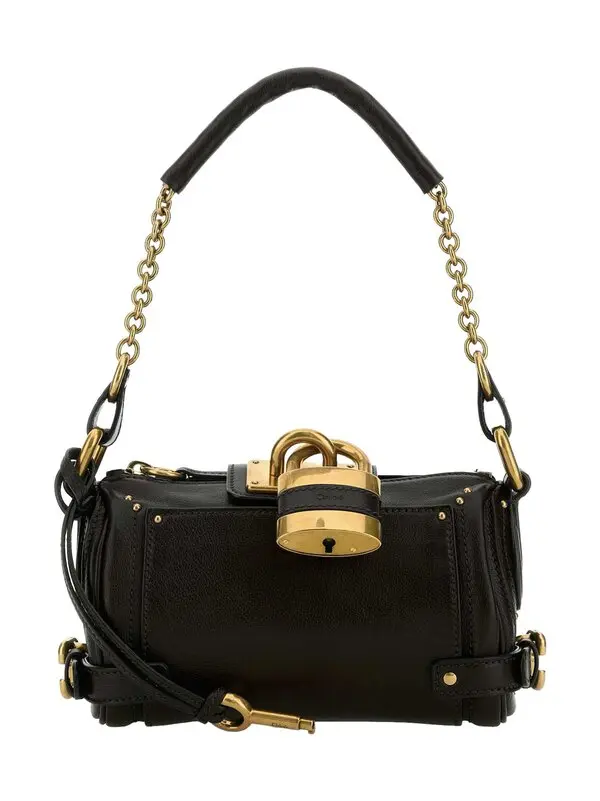 Chloé Mini Paddington Shoulder Handbag With Antiqued Golden Hardware - Black