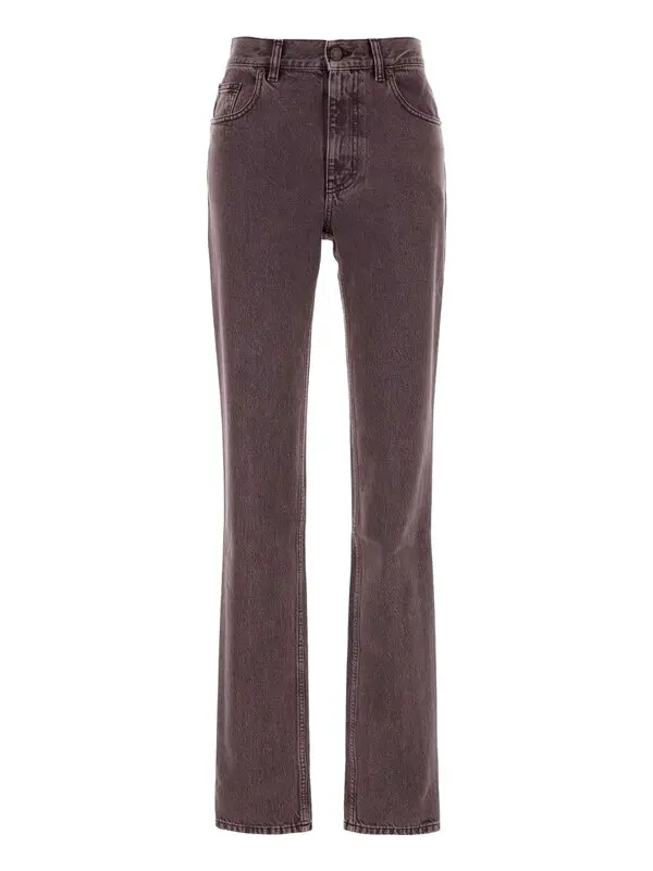 Chloé Cotton Denim Jeans With Embroidered Detail - Purple