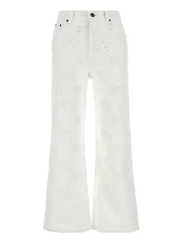 Chloé Cotton Denim Jeans With Embroidered Detail - White