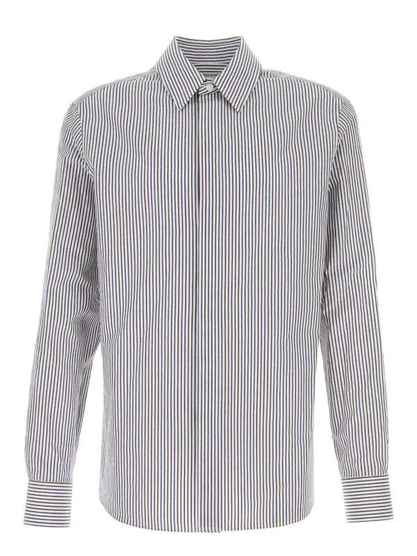 Bottega Veneta Embroidered Cotton-linen Striped Shirt - Stripped