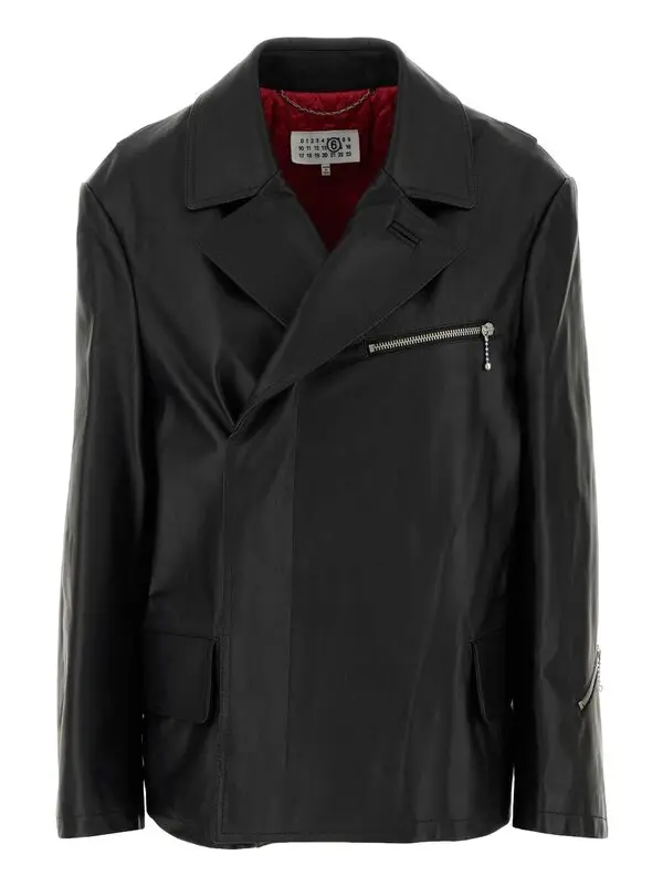MAISON MARGIELA Cropped Bovine Leather Jacket - Black