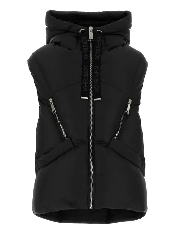 Khrisjoy Hooded Down Vest With Zip-up Closure - Black