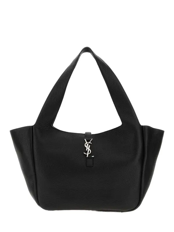 Saint Laurent Bea Shopping Handbag In Deer Leather - Black