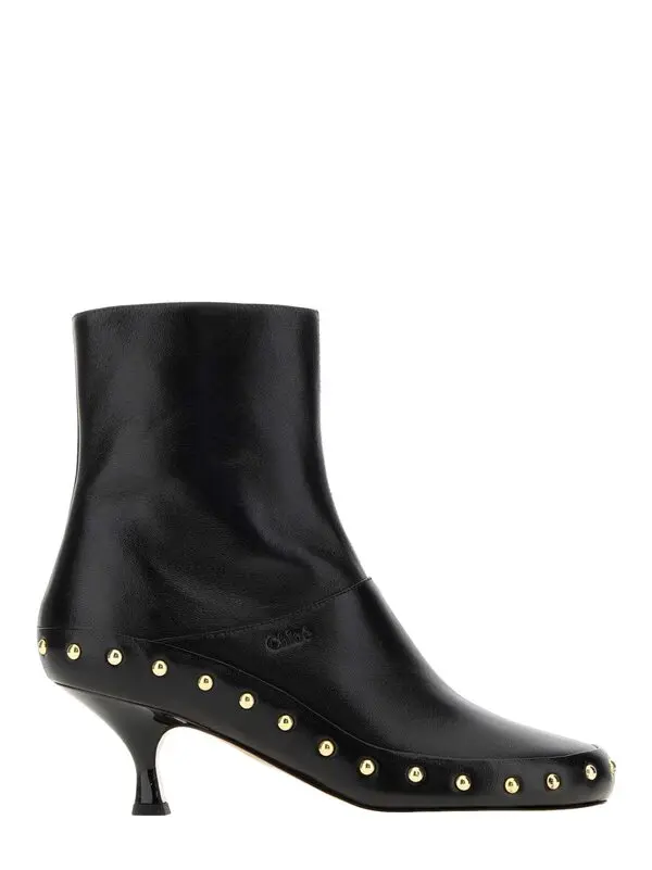 Chloé Junie" Studded Leather Ankle Boots - Black