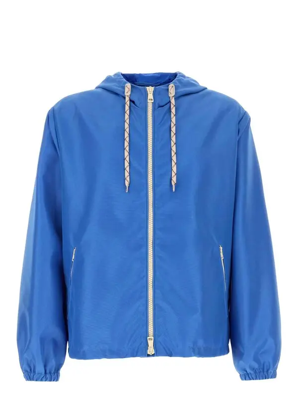 Gucci Zip Up Hooded Nylon Jacket - Blue