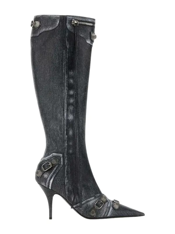Balenciaga Nappa Leather Cagole Boots With Stiletto Heel - Printed