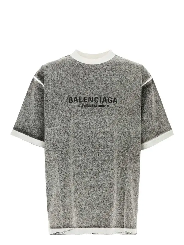 Balenciaga Oversize Melange Cotton T-shirt For - Grey