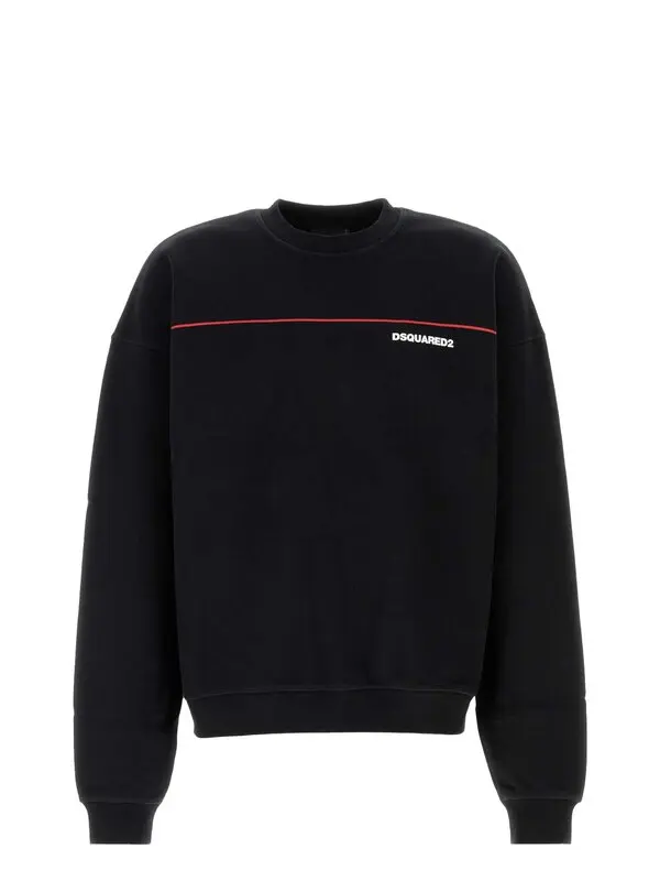 Dsquared2 Cotton Sweatshirt With Stripe Detail - Black
