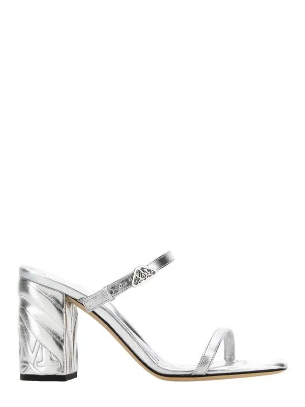 Alexander McQueen Leather Seal Flat Sandals - Silver