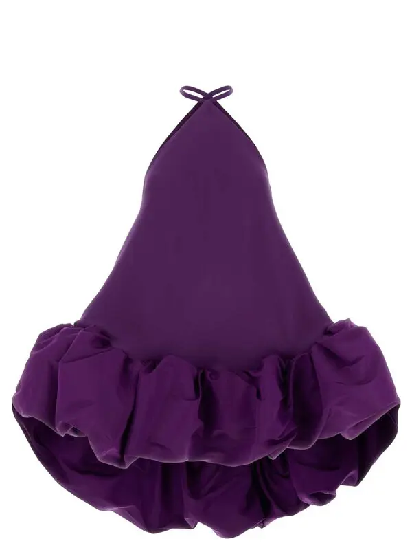 Balenciaga Silk Crepe Mini Dress - Purple