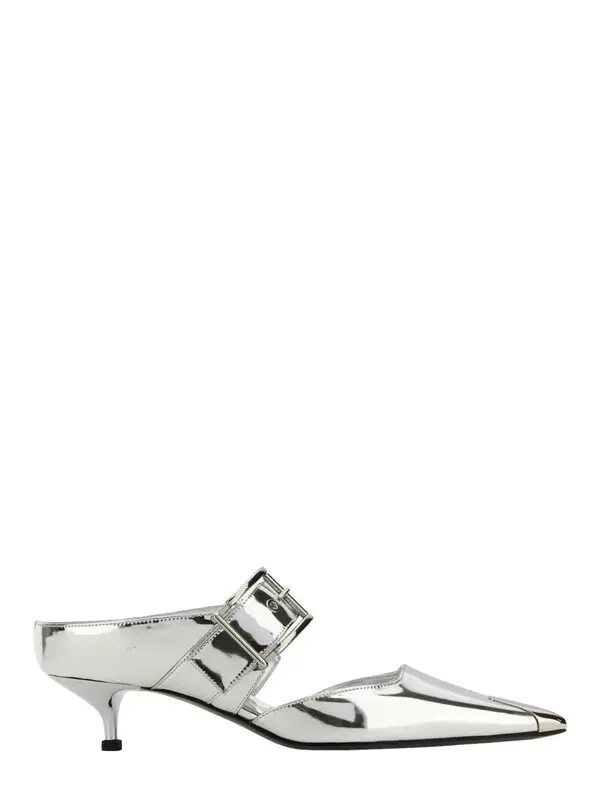 Alexander McQueen Leather Buckled Pumps - Silver
