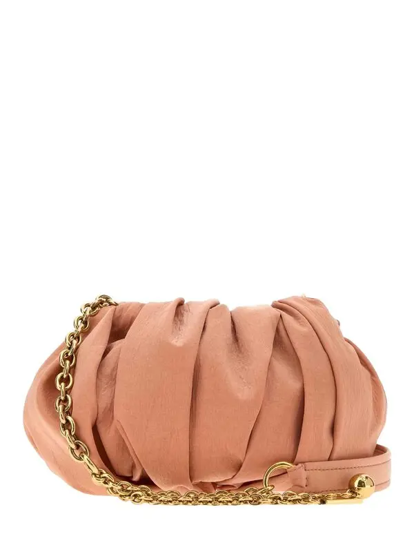 Chloé Plissé Mini Shoulder Handbag With Golden Metal Hardware - Orange