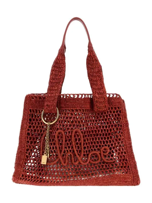 Chloé Raffia East-west Shopping Handbag - Red