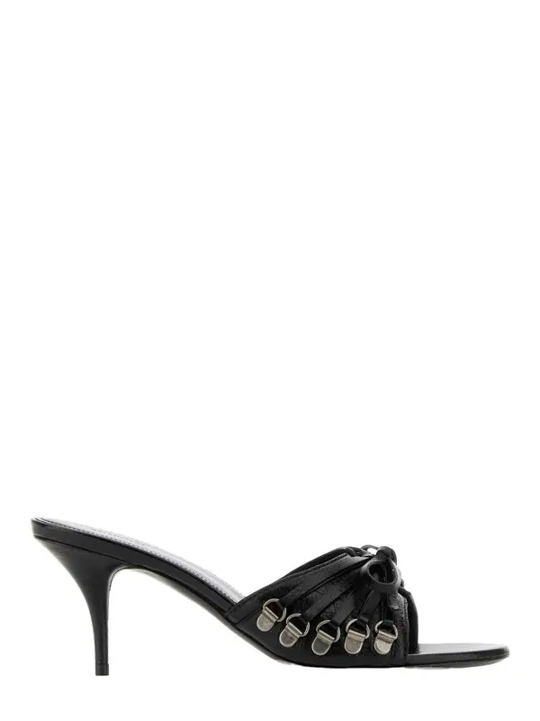Balenciaga Cagole Flat Leather Sandals - Black