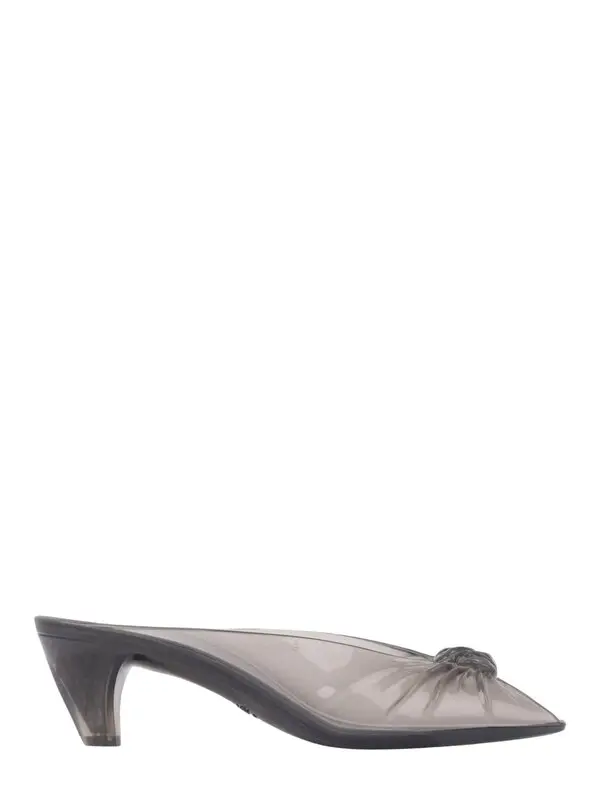 Chloé Gathered Bow Clog With Curved Spool Heel - Grigio