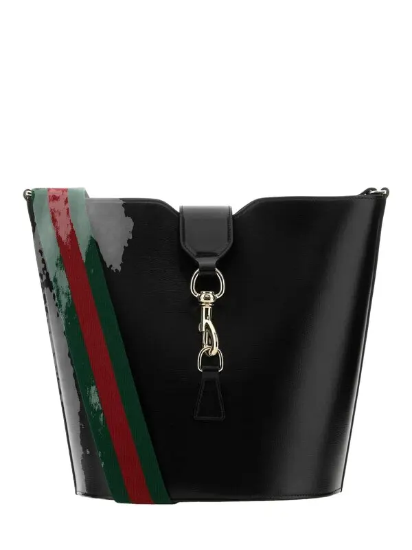 Gucci Leather Small Bucket Bag With Platinum-tone Hardware - Black