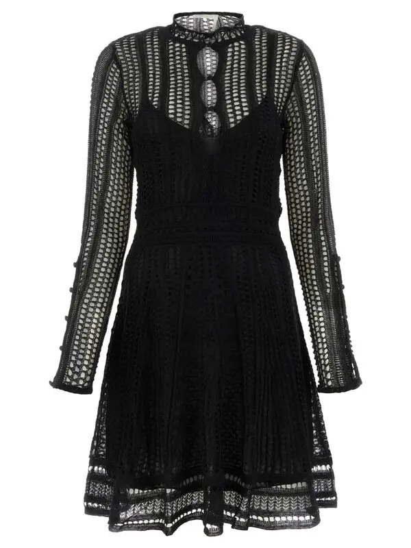Chloé Linen & Cashmere Mini Dress - Black