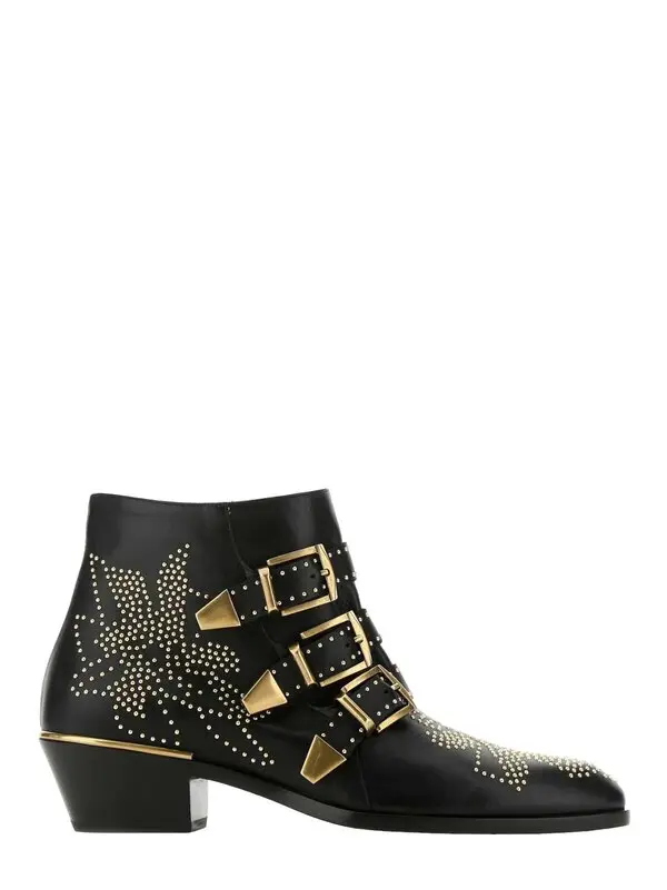 Chloé Embellished Nappa Leather Ankle Boots - Black