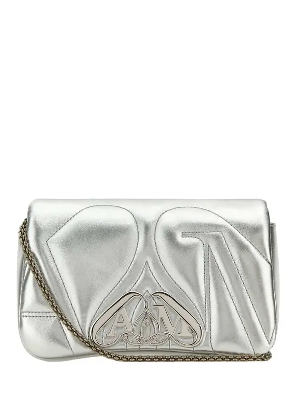 Alexander McQueen Leather Mini Seal Clutch - Silver