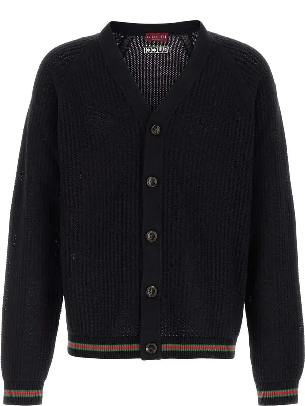 Gucci Cotton Crochet V-neck Cardigan - Blue