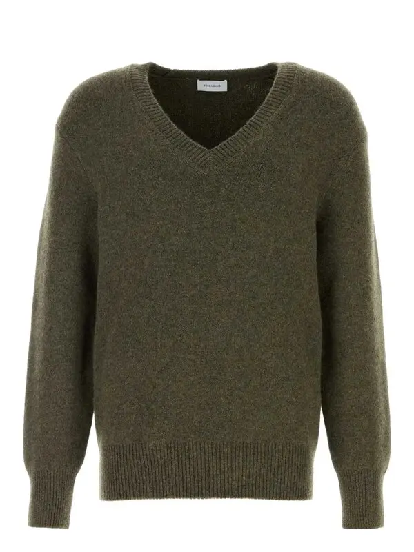 FERRAGAMO Cashmere V-neck Sweater - Green