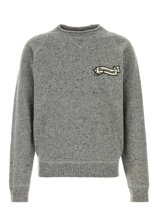 Dsquared2 Melange Wool Blend Crew Neck Sweater - Grey