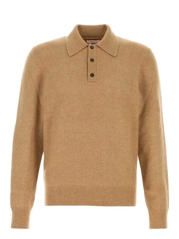 FERRAGAMO Stretch Polo Shirt In Silk-blend Knit - Camel