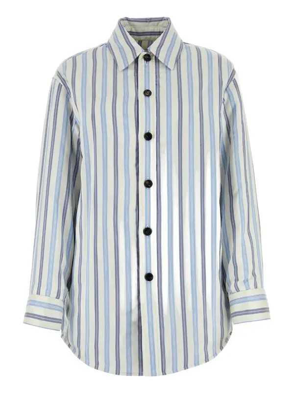 Bottega Veneta Oversized Striped Silk Shirt - Stripped