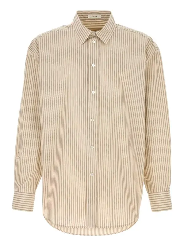 THE ROW Embroidered Poplin Granada Shirt - Stripped