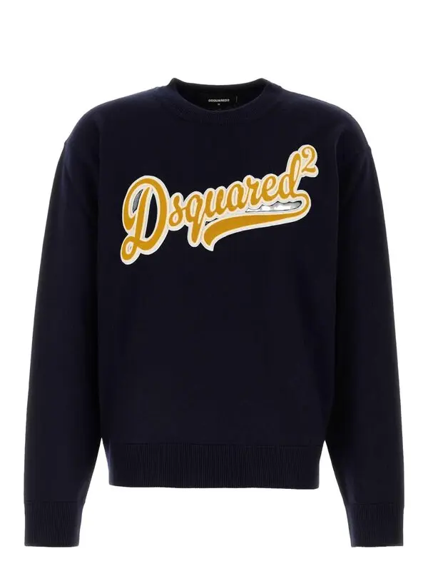 Dsquared2 Logo Detail Wool Sweater - Blue