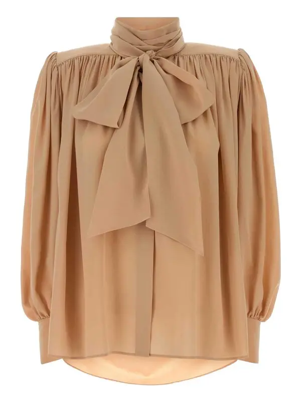 Chloé Silk Crepe Blouse With Pussy Bow - Pink