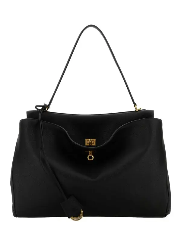 Balenciaga Large Rodeo Leather Handbag - Black