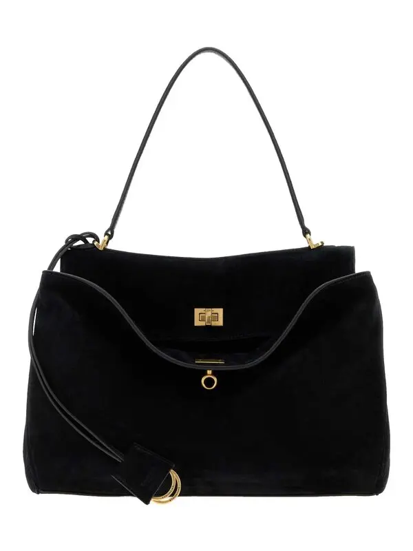 Balenciaga Medium Suede Rodeo Handbag - Black
