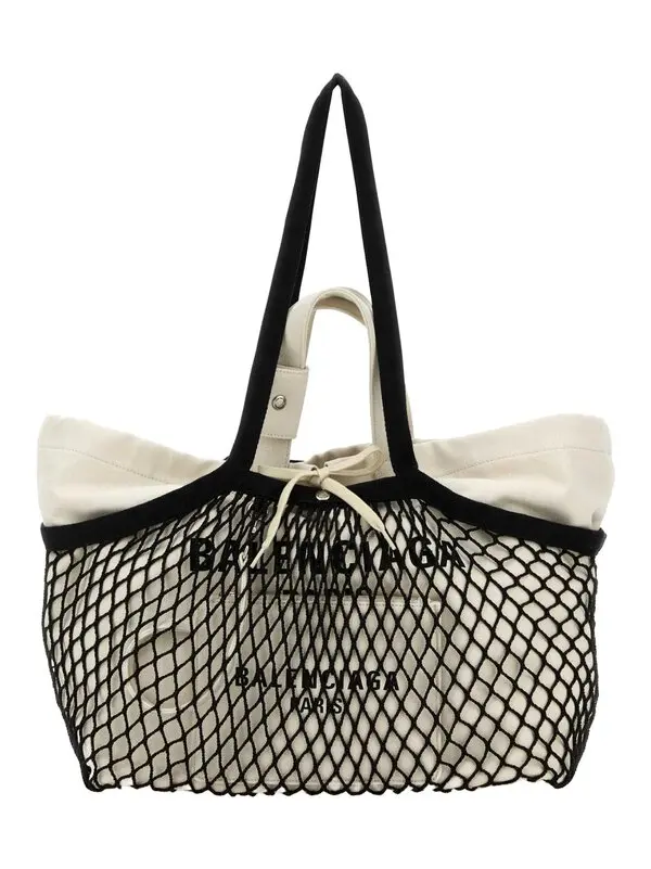 Balenciaga 24/7 Medium Shopping Handbag In Two-tone Canvas And Mesh - Multicoloured