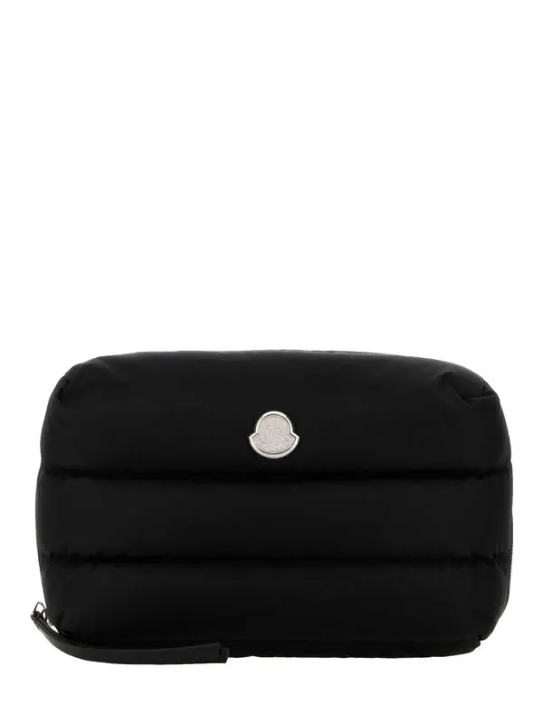 Moncler Quilted Beauty Case With Silver-tone Hardware - Black
