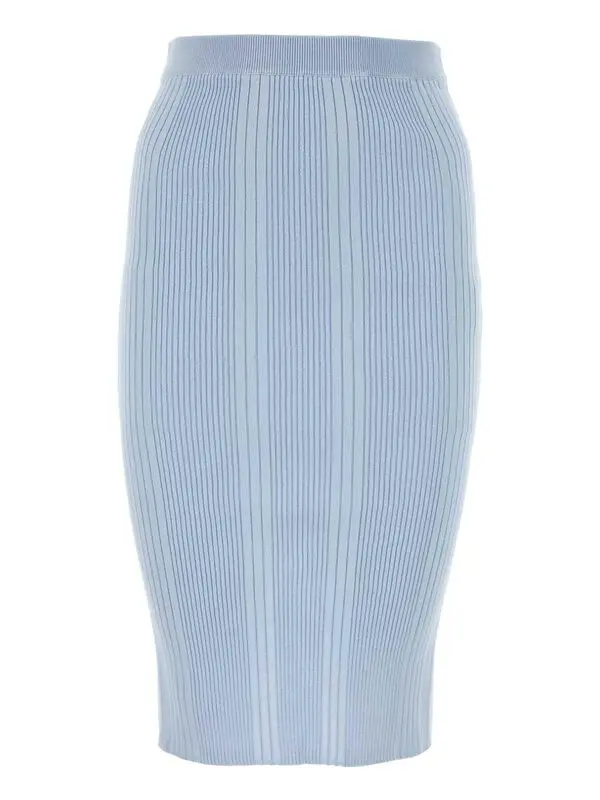 Bottega Veneta Ribbed Knit Midi Skirt - Light Blue
