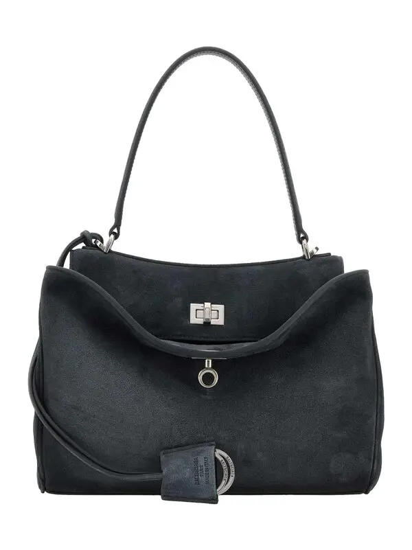 Balenciaga Mini Rodeo Handbag In Suede - Grey