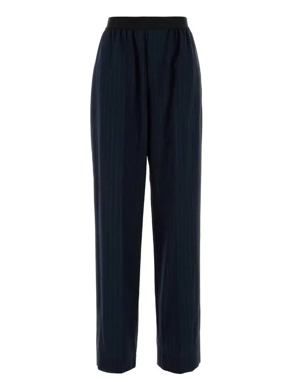 Balenciaga Embroidered Wool Striped Trousers - Stripped