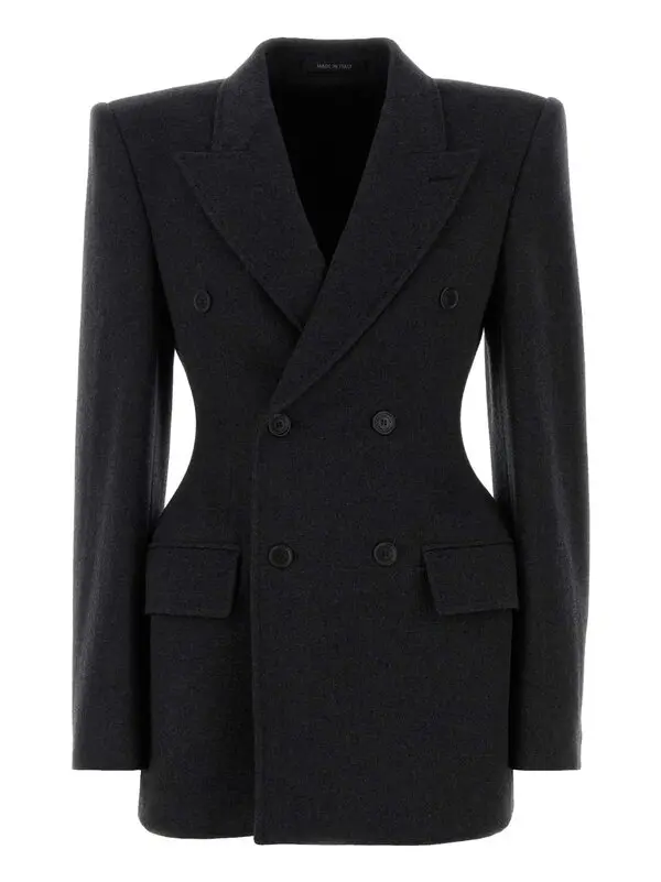 Balenciaga Cashmere Blend Double Breasted Blazer - Grey