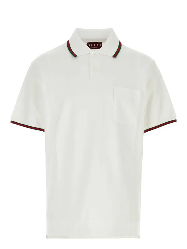 Gucci Piquet Polo Shirt In Cotton-stretch Blend - White