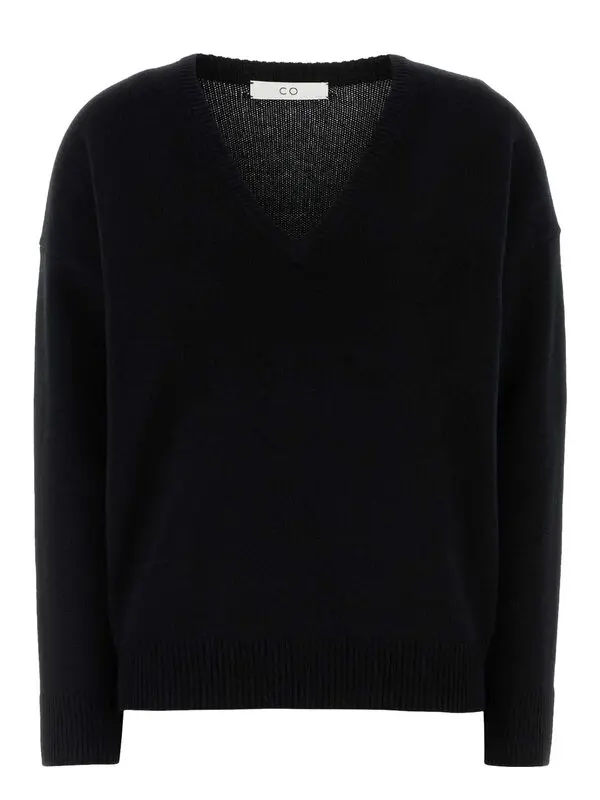 Co 100% Cashmere V-neck Sweater - Black